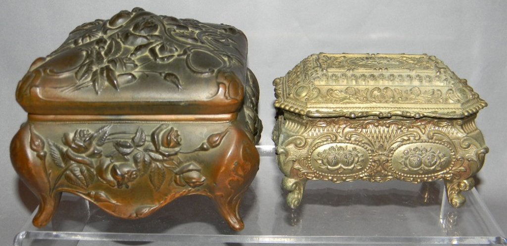 2 ANTIQUE ART NOUVEAU JEWEL CASKETS or BOXES