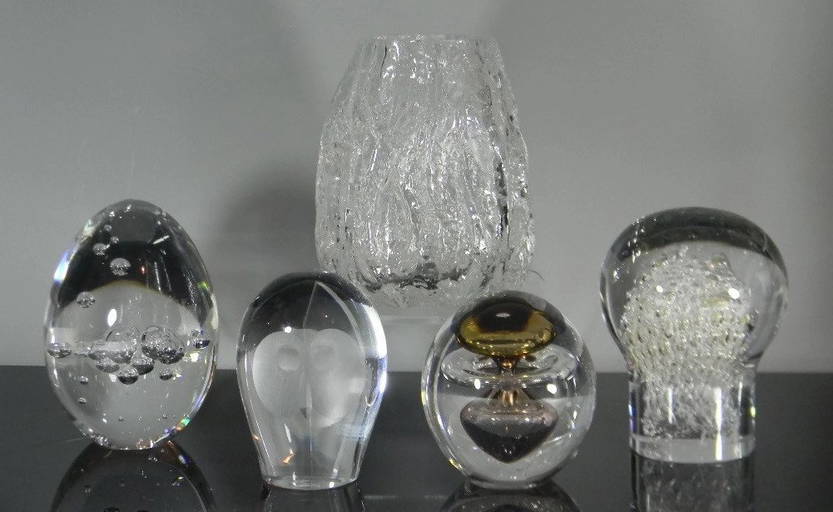 5 @ Swedish Art Glass Paperweights Kosta & Ahus