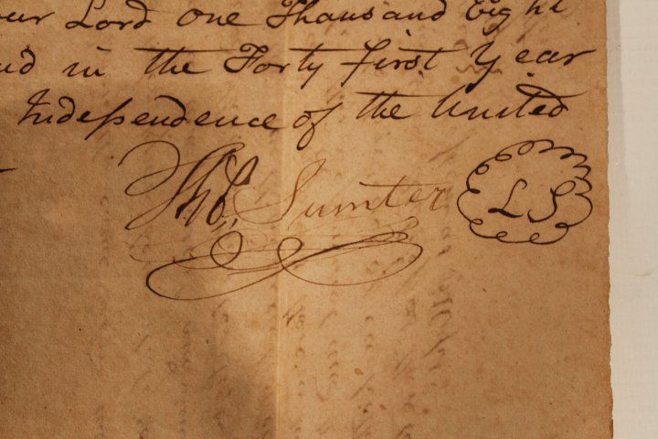 Rare & Important Thomas Sumter Signed Land Deed - Feb 03, 2018 | Wooten ...
