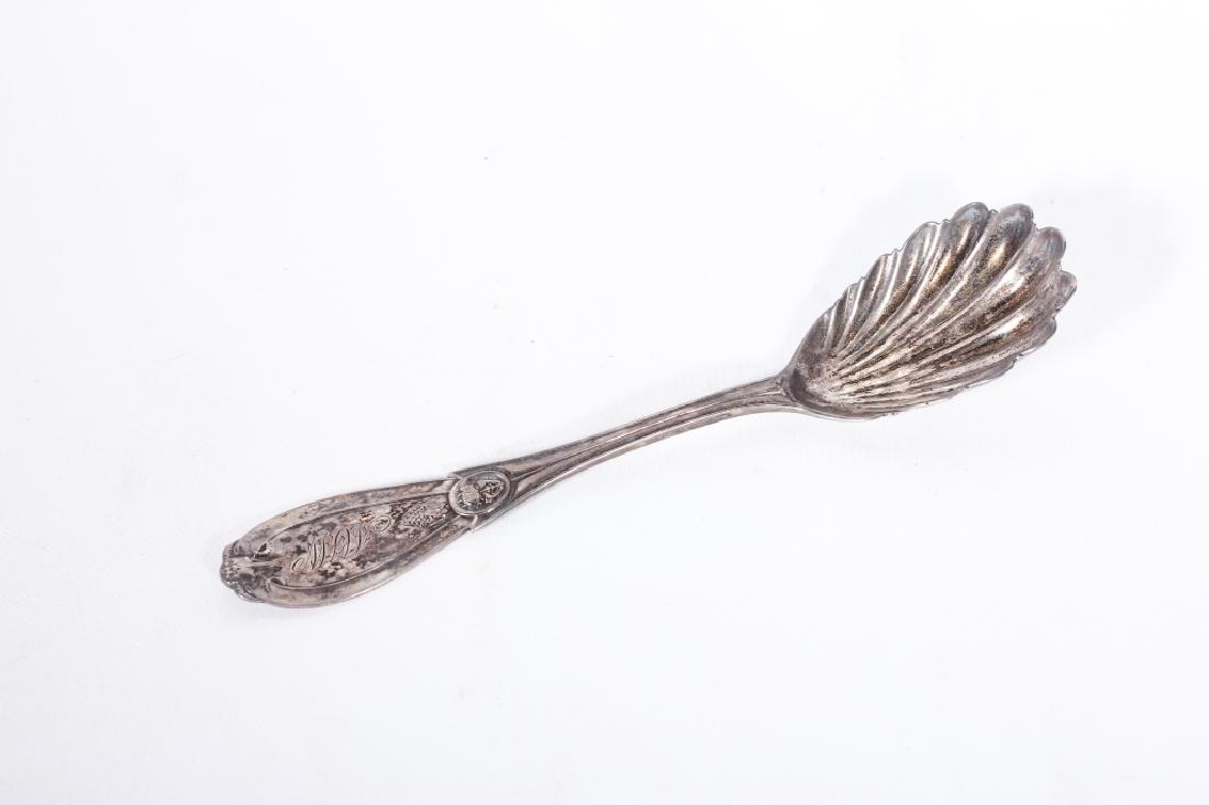 South Carolina Coin Silver Sugar Shell Spoon