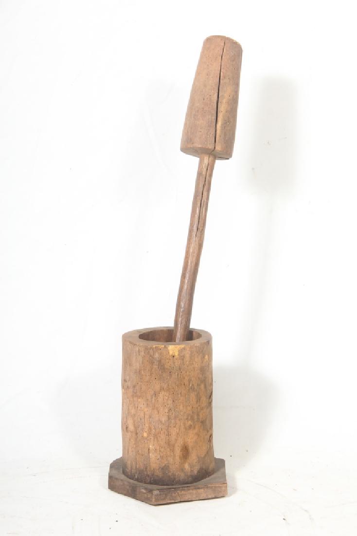 Antique Southern Wood Rice Mortar & Pestle