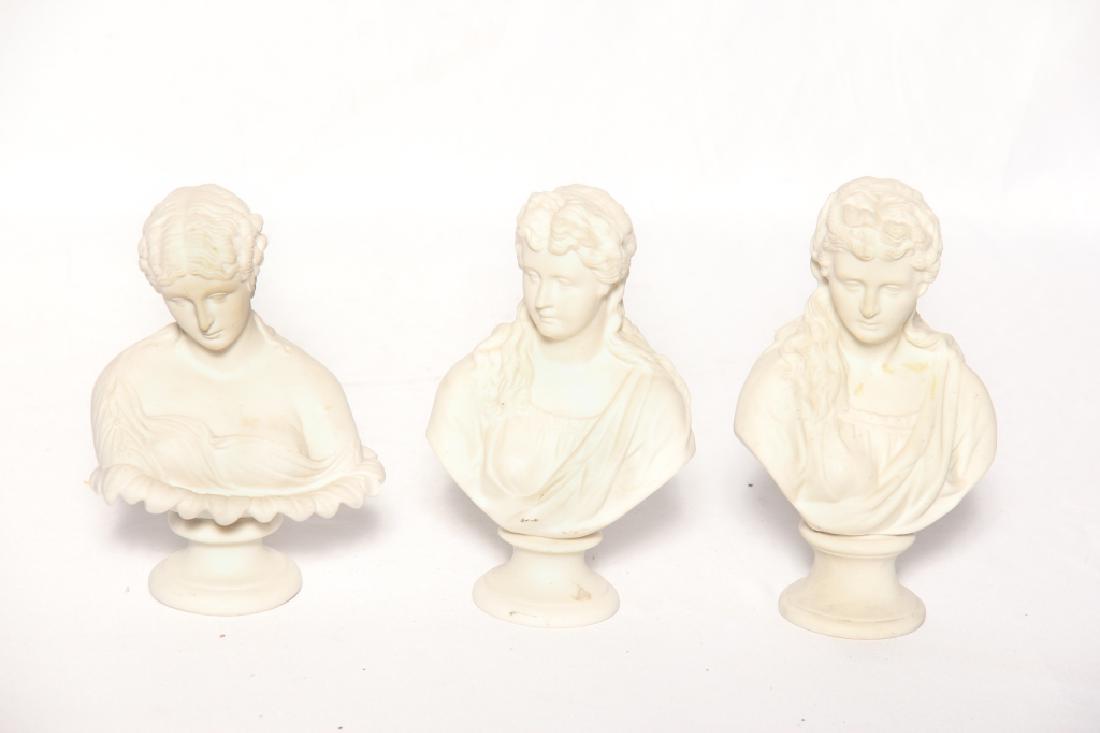 Three Antique Parian Porcelain Busts Of Females