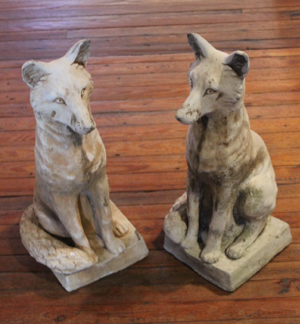 Pair Life-size Cast Stone or Terracotta Seated Fox
