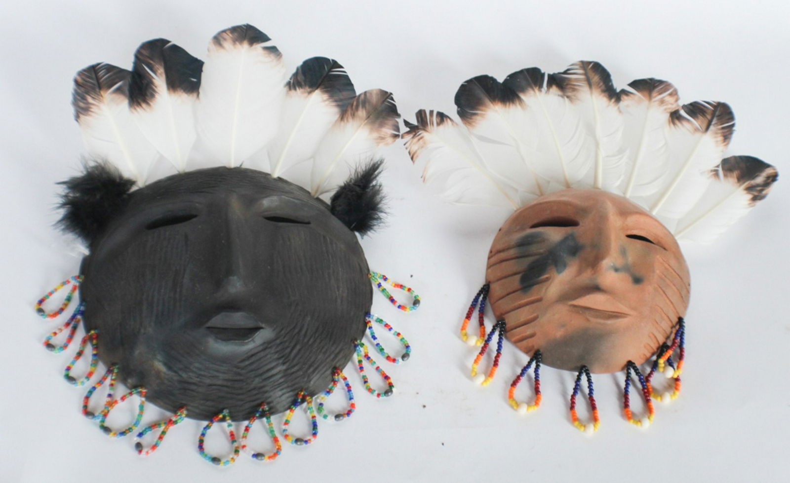 Two Cherokee Pottery Masks by Joel Queen