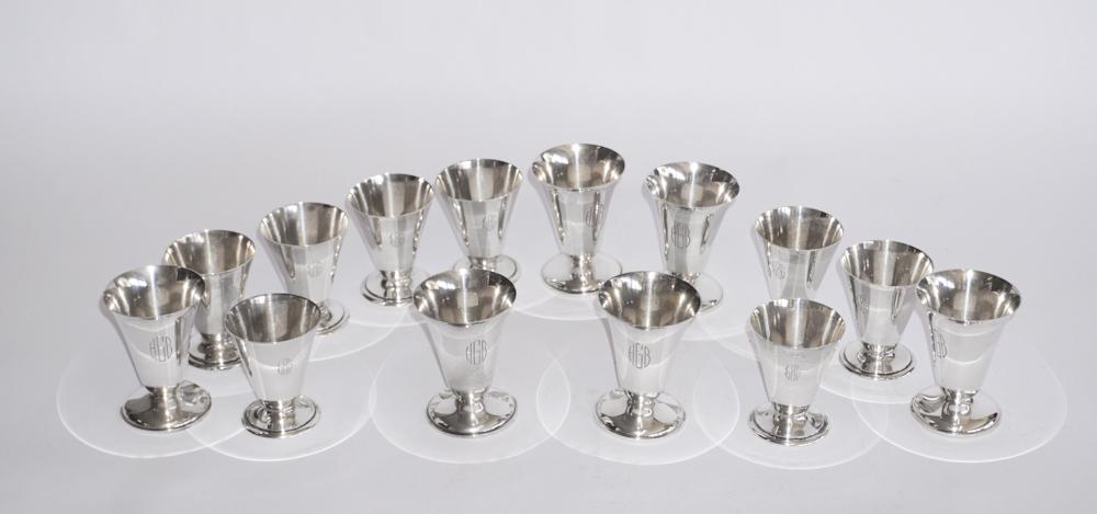 Two Sets Of Sterling Silver Whiskey Snifters