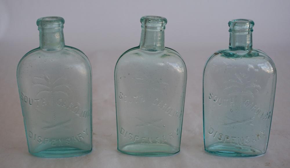 Three Antique South Carolina Dispensary Bottles