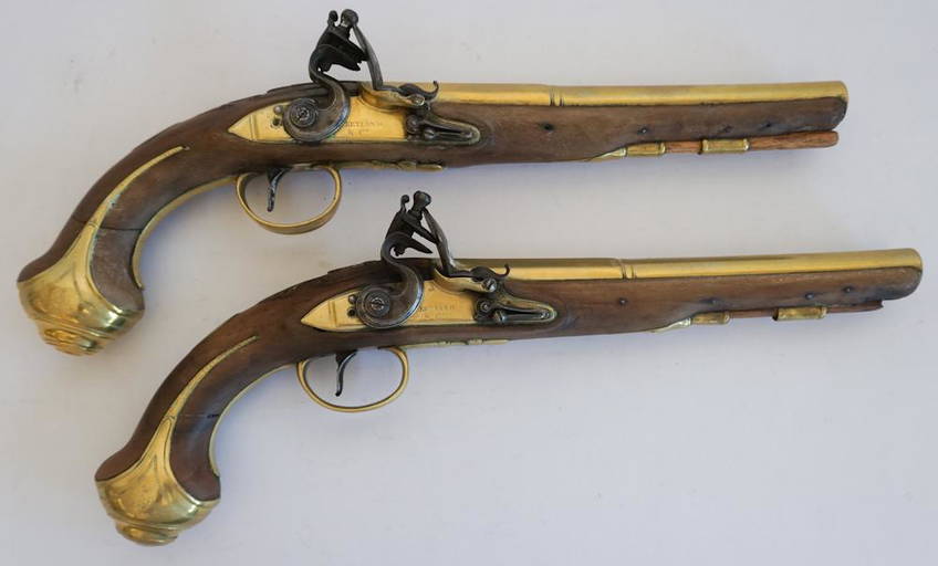 Pair 18th Cent English Flintlock Dueling Pistols