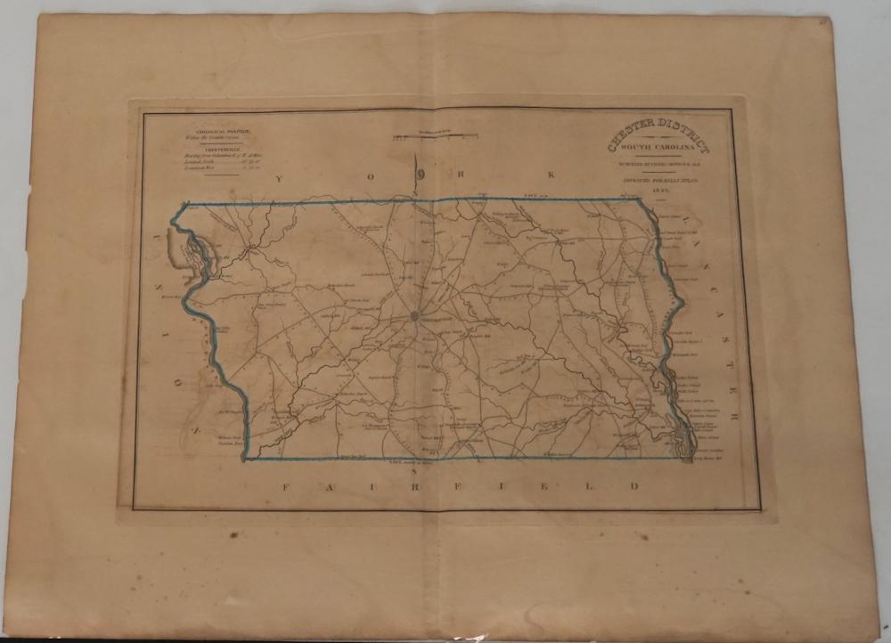 1825 Robert Mills Atlas Map Of Chester District Of Auction