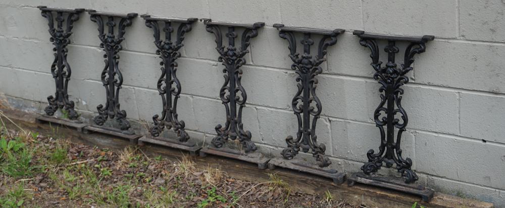 Set Six Antique Cast Iron Table Bases
