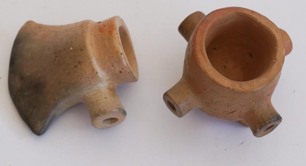 Two Vintage Native American Pottery Pipes Auction