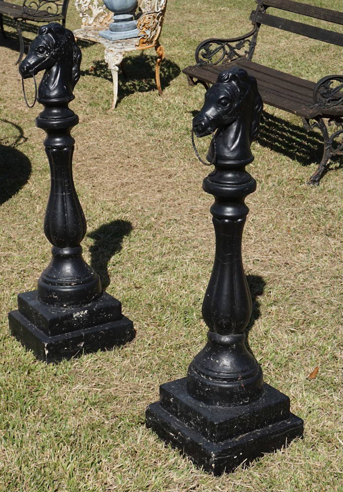 Pair Vintage English Cast Stone Hitching Posts Auction