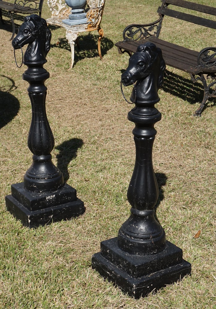 Pair Vintage English Cast Stone Hitching Posts Auction