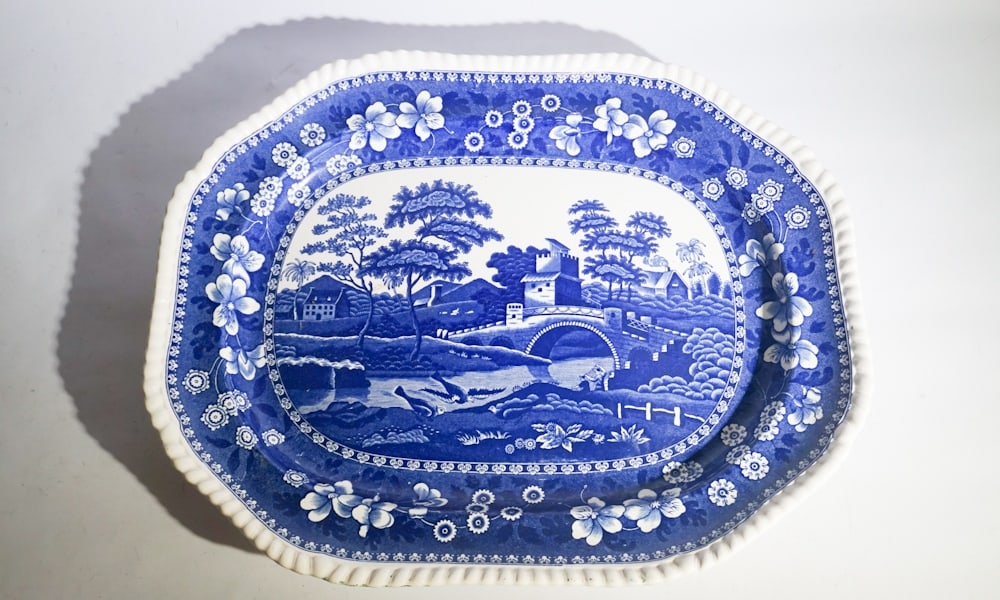 Antique English Blue & White Spode Serving Platter Auction