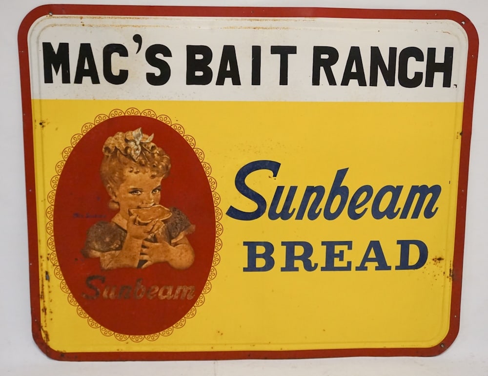 Original Vintage Sunbeam Metal Bread Sign Auction