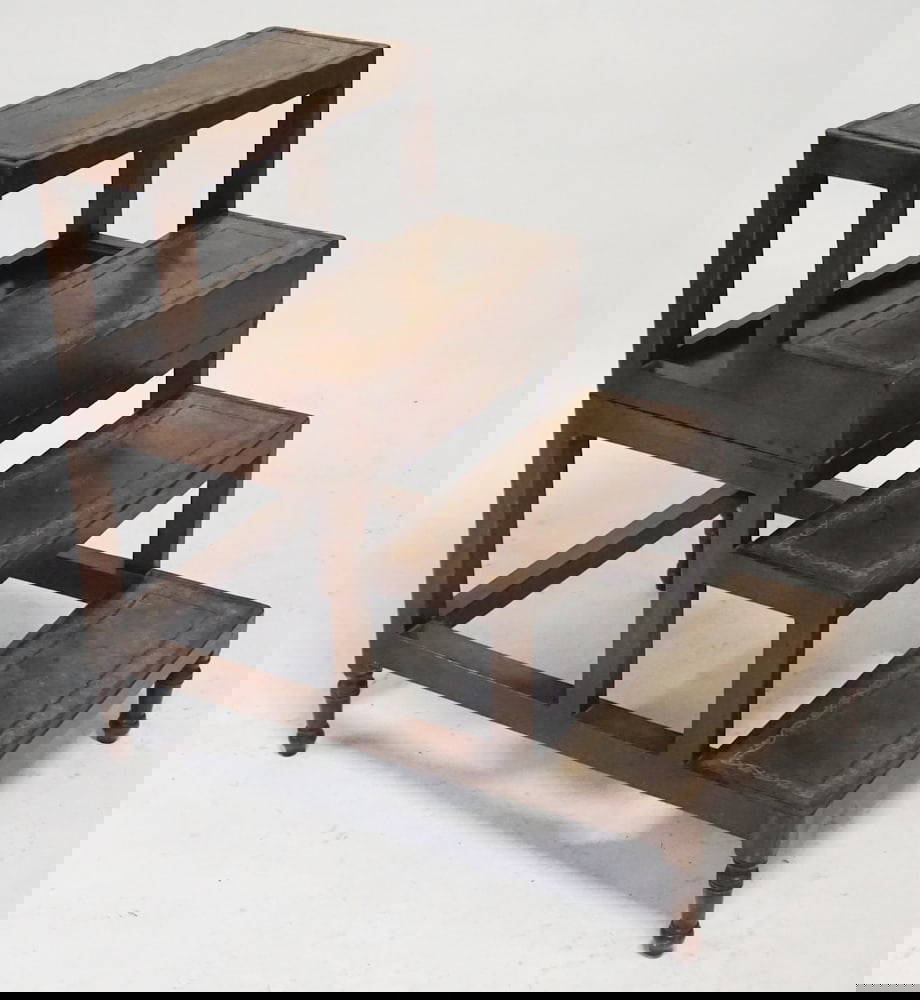 English Edwardian Club Style Folding Library Step Auction