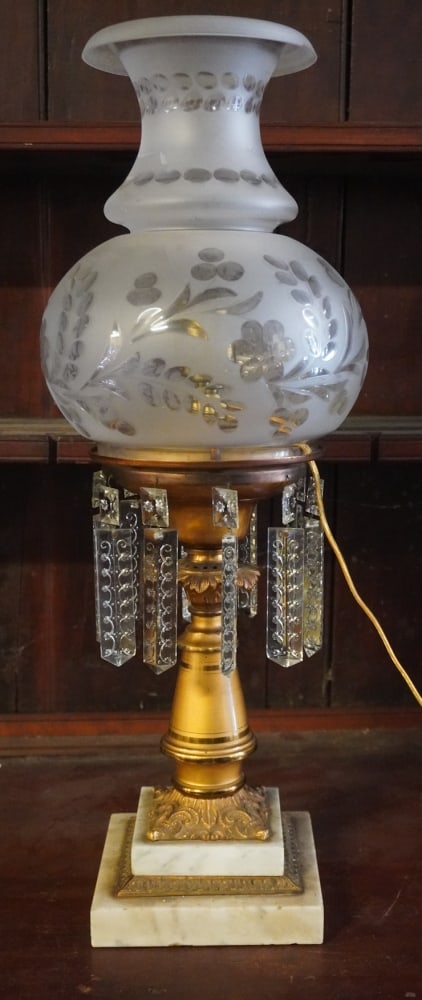 Excellent Antique Classical Gilt Brass & Cut Glass Astral Lamp - Jun 21 ...