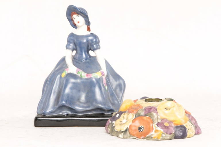 Fulper Art Pottery Figural Inkwell & Lady