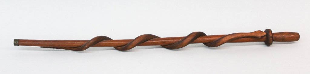 Vintage American Folk Art Carved Snake Cane
