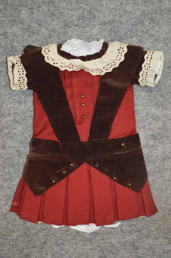 Antique Wool Maroon Doll Dress
