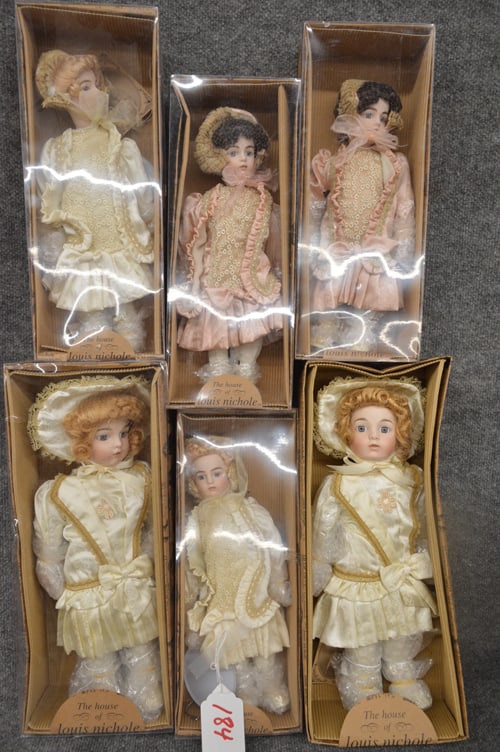 (6) The House Of Louis Nichole Reproduction Porc. Dolls Auction