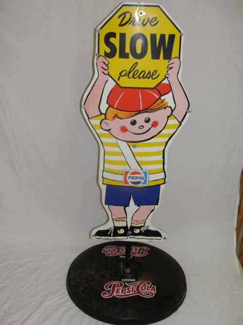 Pepsi Cola "drive Slow Please" Curb Sign
