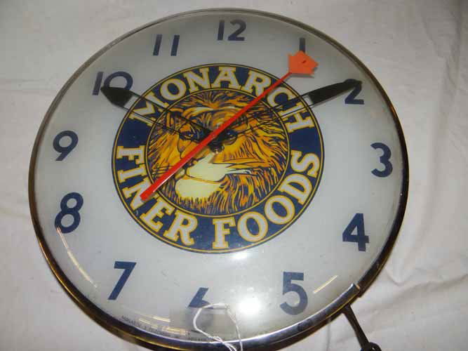 Monarch Finer Foods Advertising Clock - Feb 10, 2013 | Meissner's ...