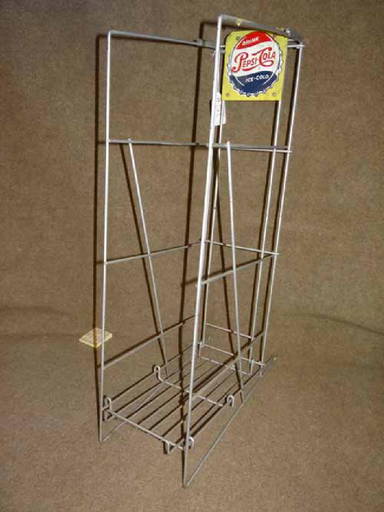 Pepsi Iron 6 Pack Rack W/tin Bottle Cap Sign