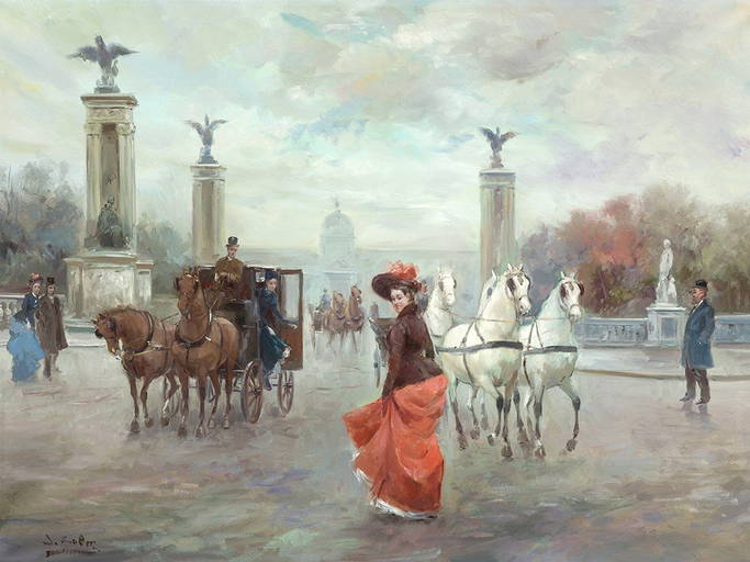 Juan Soler, Painting, Parade’s Carriage In Paris, Late