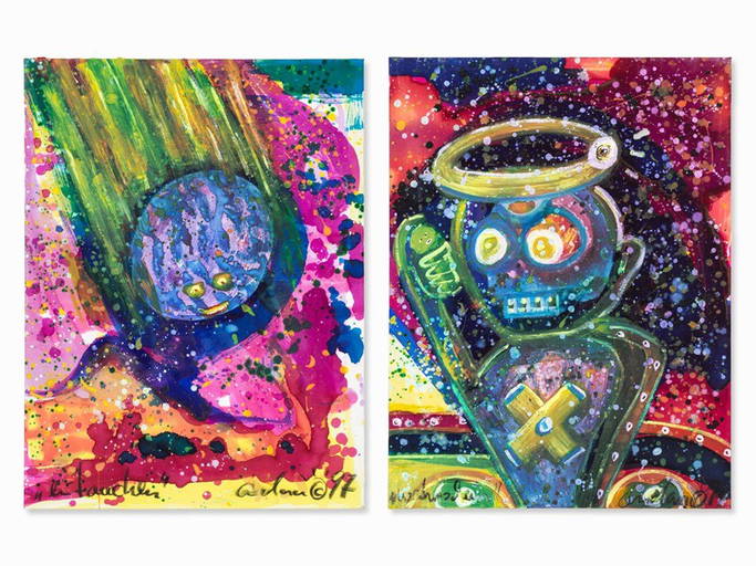 Andora (b. 1958), Two Space Paintings, 1997