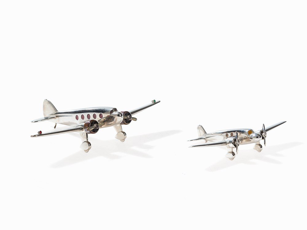 2 Models of Twin-Engined Propeller Aircraft, 1930s
