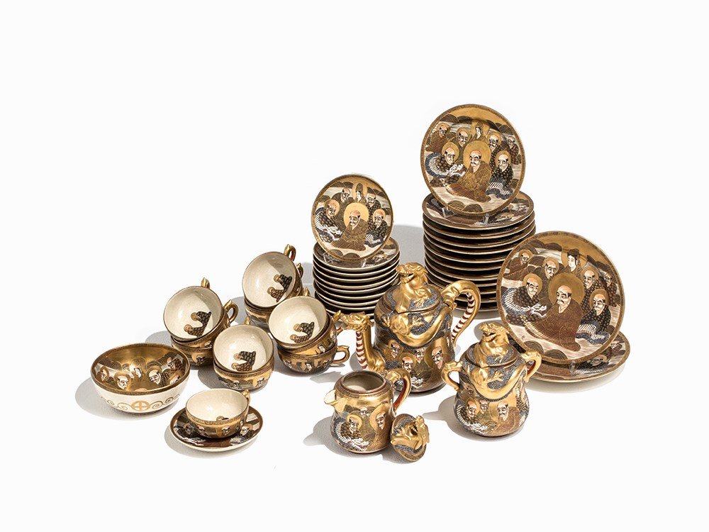 Maruni/Fujati, Satsuma Tea Set for 12 People, 1920s