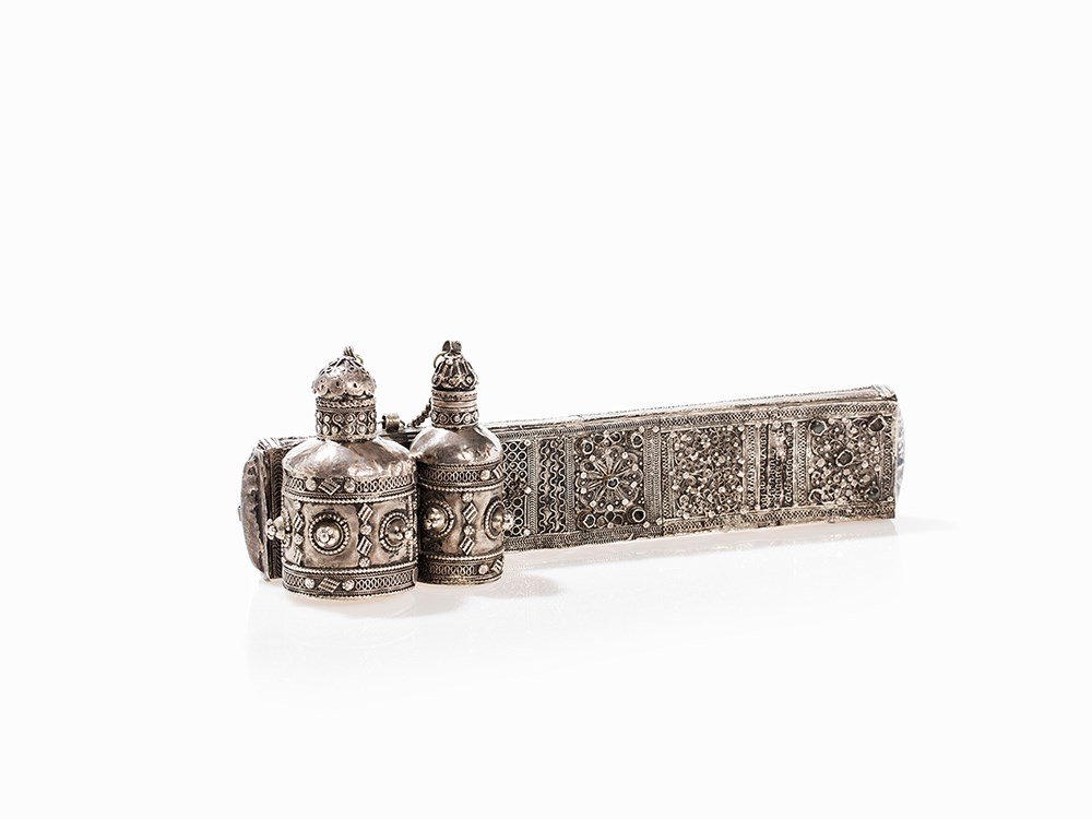 A Traditional Arabic Silver Writing Set, Yemen, 19th C.
