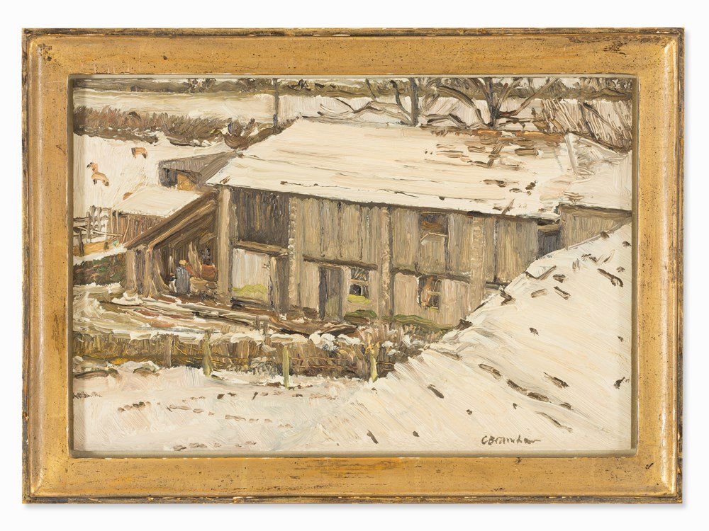 Christopher Bramham (b. 1952), Farm in Snow-Cornwall,