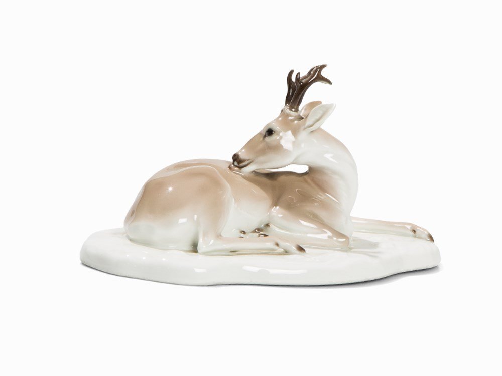 Emil Rutte, Resting Roebuck, KPM Berlin, 1924