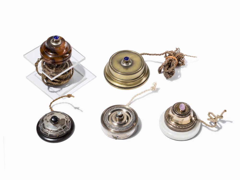 A Collection of 5 Bell Pushers, France, early 20th C.