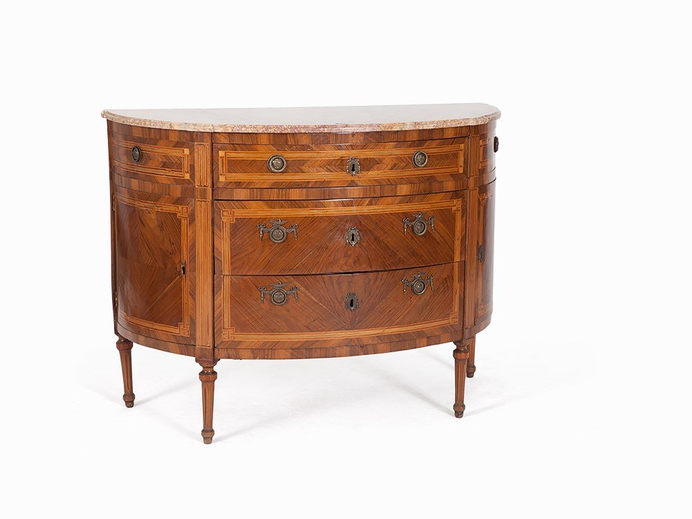 "Demi-Lune" Commode, Rosewood Veneer, Turin, late 18th