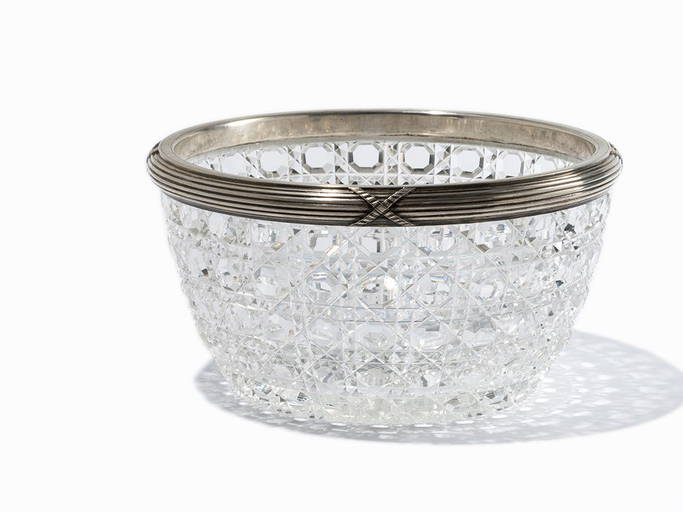 Fabergé Style, Crystal Bowl With Silver Mounting, 20th