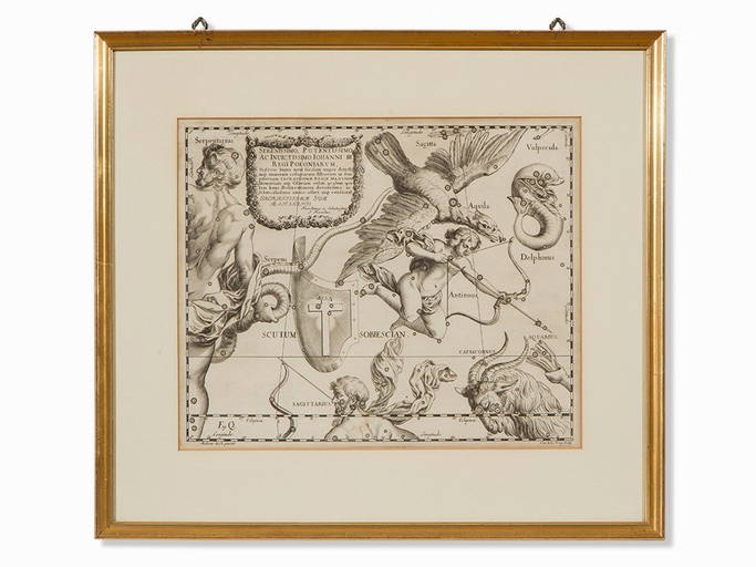 Johannes Hevelius, Celestial Map 'scutum', Engraving,
