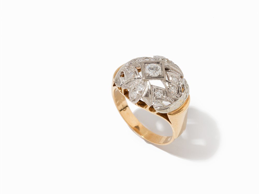 Bicolor Diamond Ring, 18k Gold