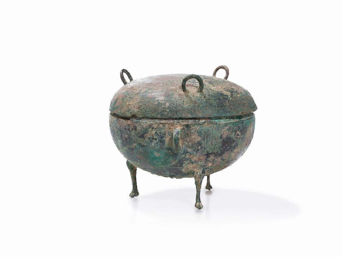 Bronze Vessel DING with Cover, Late Zhou-Dynasty