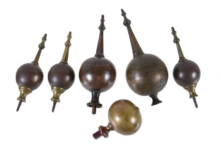A Group Of Six Cast Brass Longcase Clock Finials