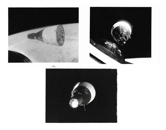 Five views of the historic first rendezvous in space, (#0070) on Feb 22 ...