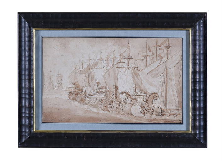 Giacomo Torelli (italian 1604 1678), A Stage Design With Galleons