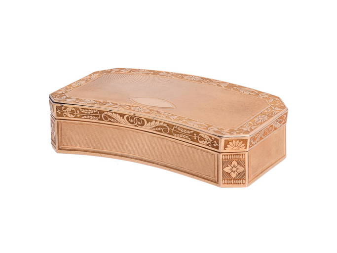 An 18th Century Gold Canted Rectangular Box