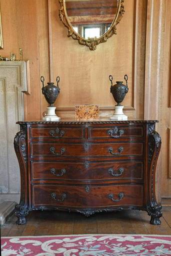 A Fine George Iii Mahogany And Inlaid Serpentine Fronted Commode, In ...