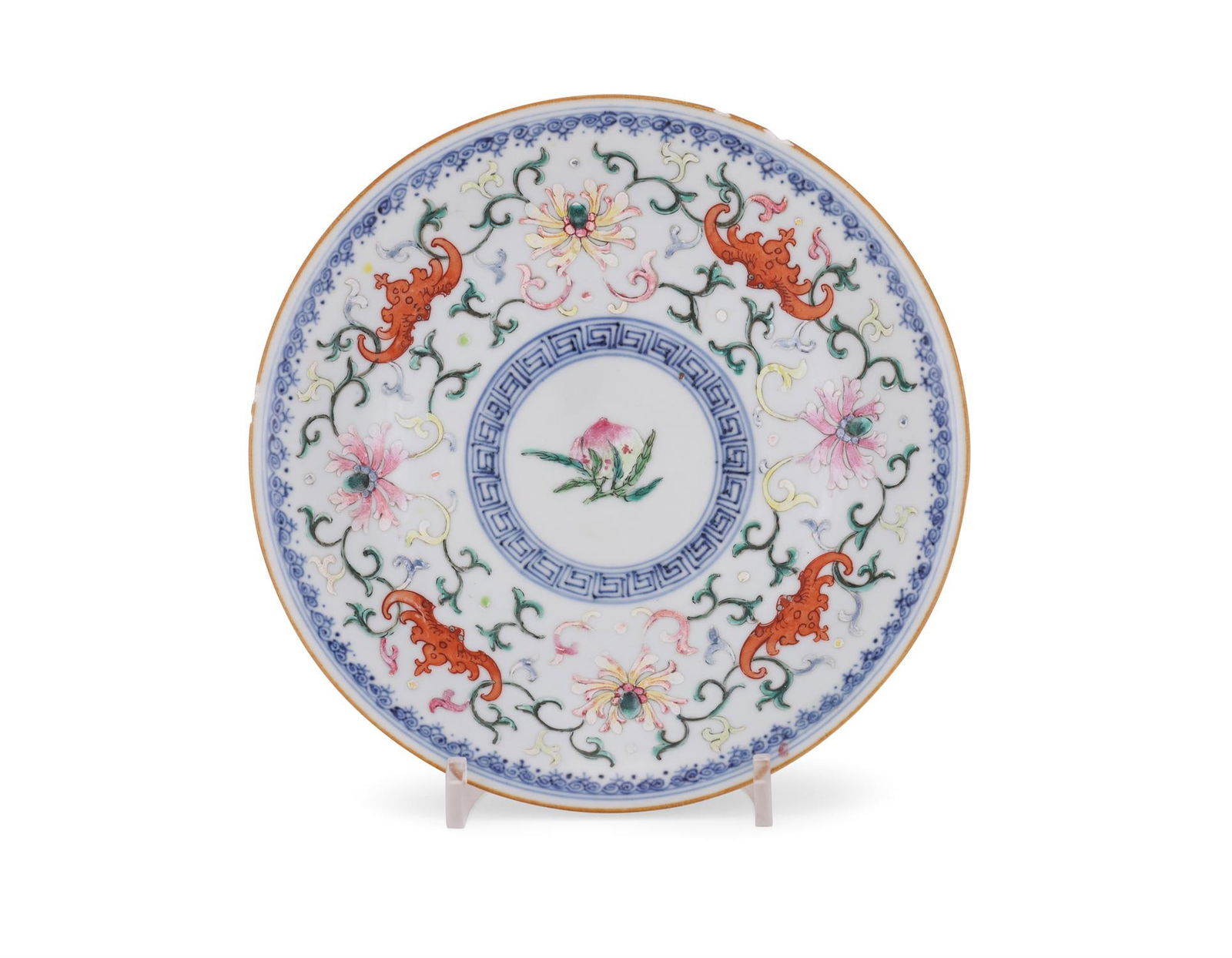 A Chinese Famille Rose 'bats' Plate Auction