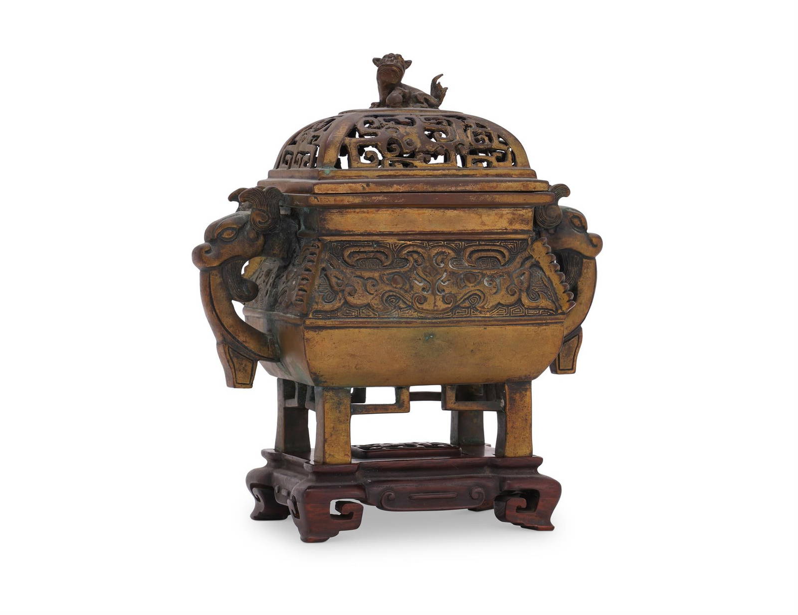 A Chinese Gilt Bronze Rectangular Censer Auction