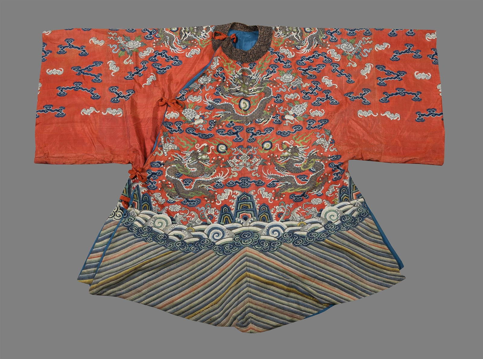 A Chinese Orange Kesi Weave Formal Dragon Robe Auction