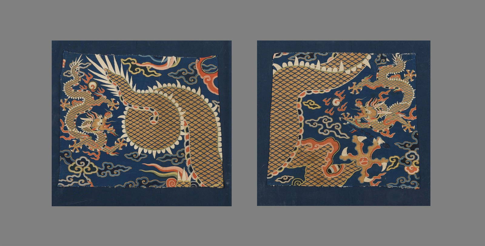 Two Chinese Silk Kesi Robe 'dragon' Panels Auction