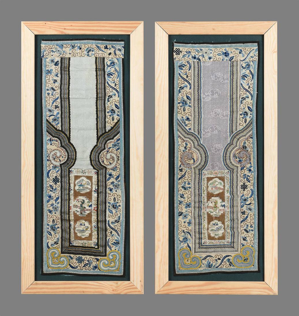 A Pair Of Chinese Embroidered Panels Auction